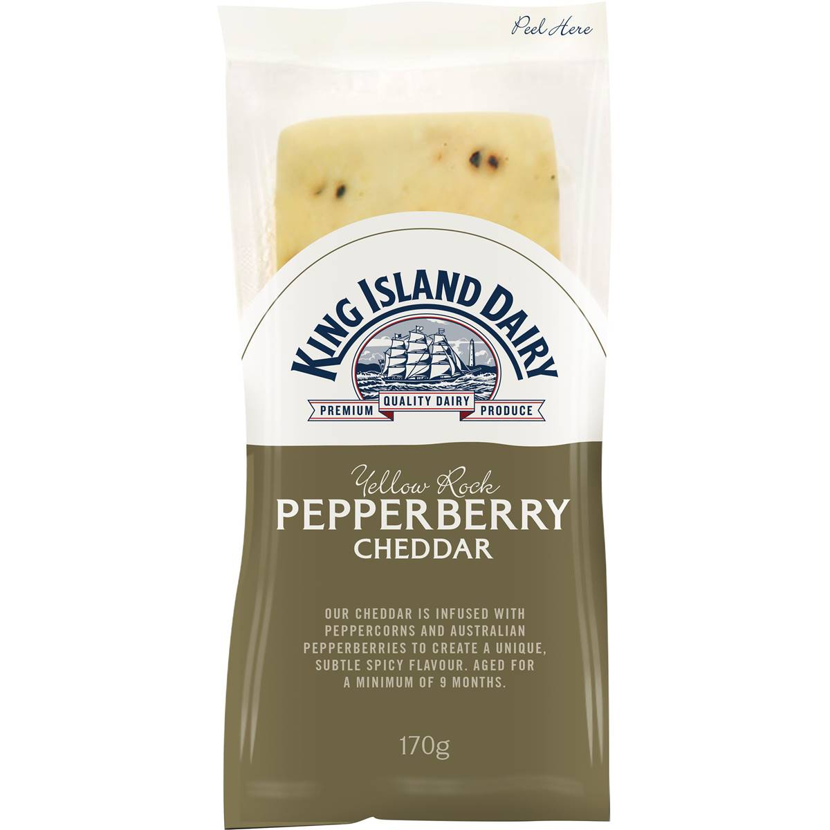 King Island Pepperberry Cheddar 170g | Woolworths