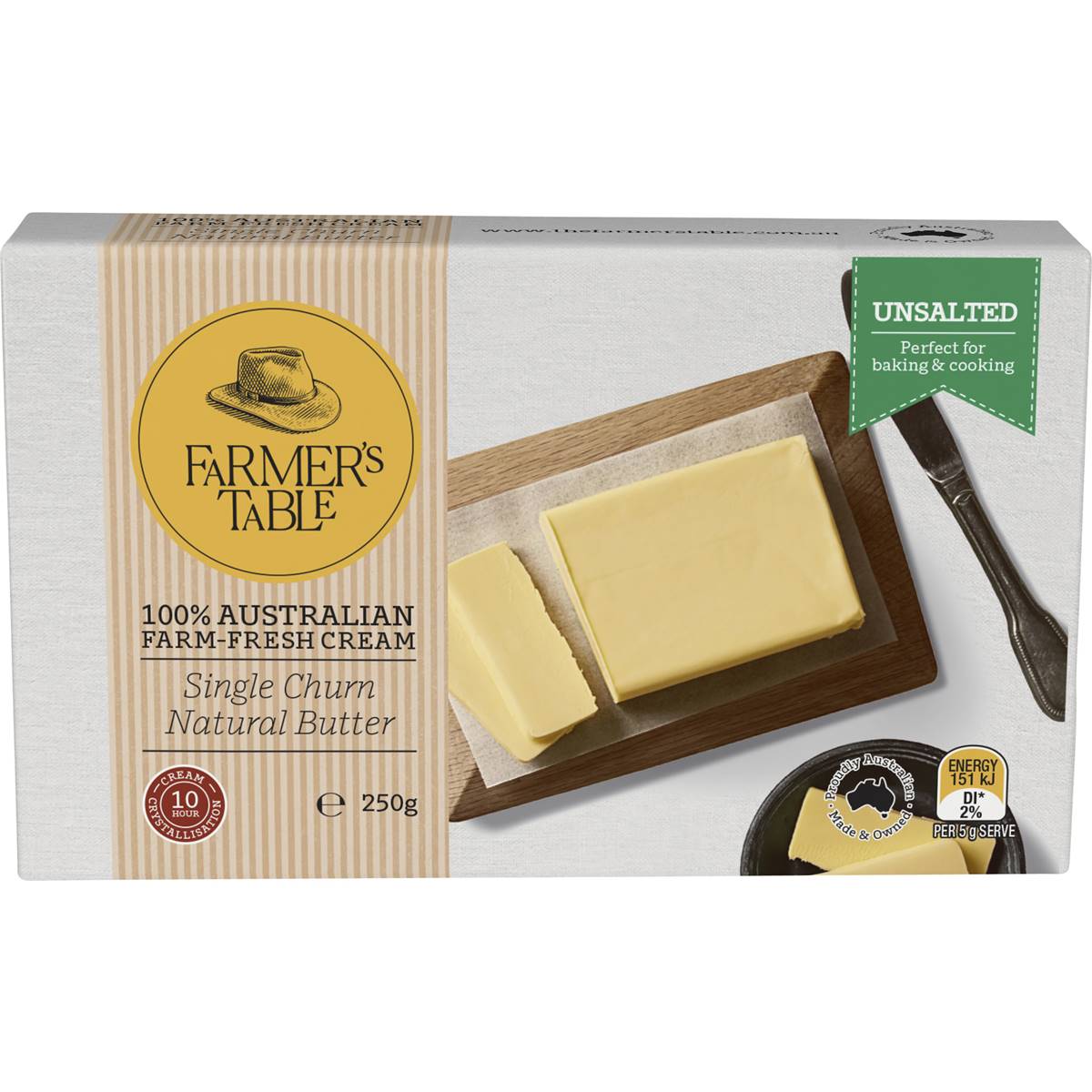 Farmers Table Butter Unsalted 250g | Woolworths