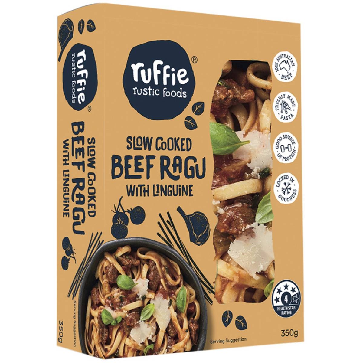 Ruffie Rustic Foods Slow Cooked Beef Ragu With Linguine 350g | Woolworths