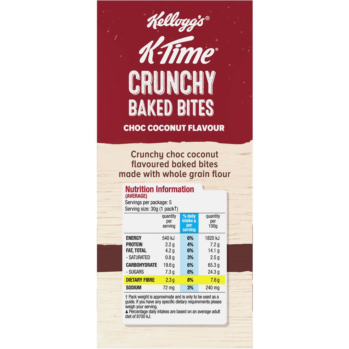 Kellogg's K-time Crunchy Baked Bites Choc Coconut Flavour 150g | Woolworths