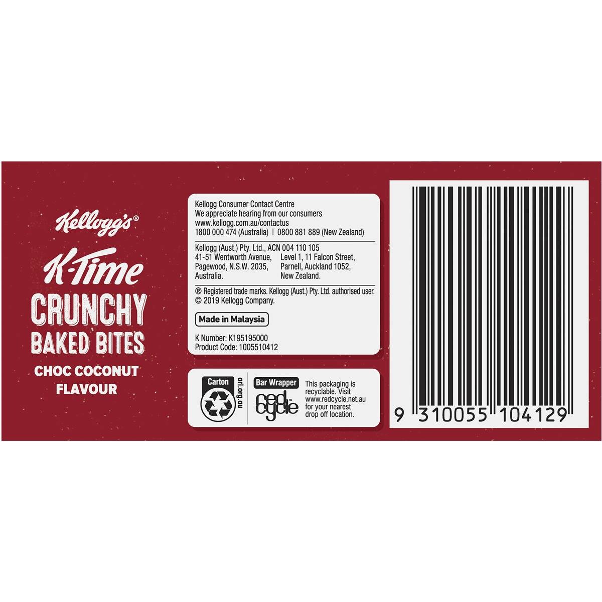 Kellogg's K-time Crunchy Baked Bites Choc Coconut Flavour 150g | Woolworths