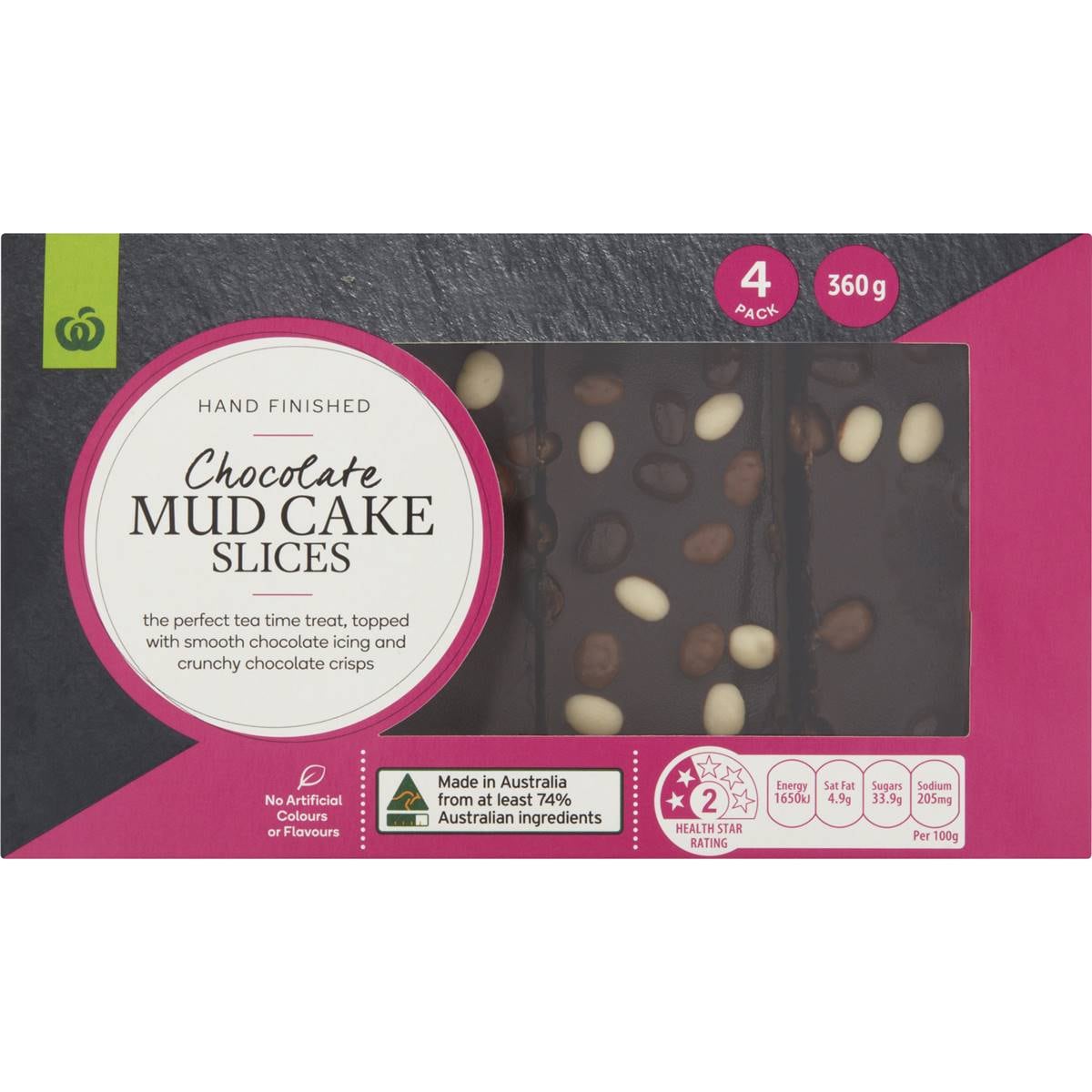 Woolworths Iced Chocolate Mud Cake Slices 4 Pack | Woolworths