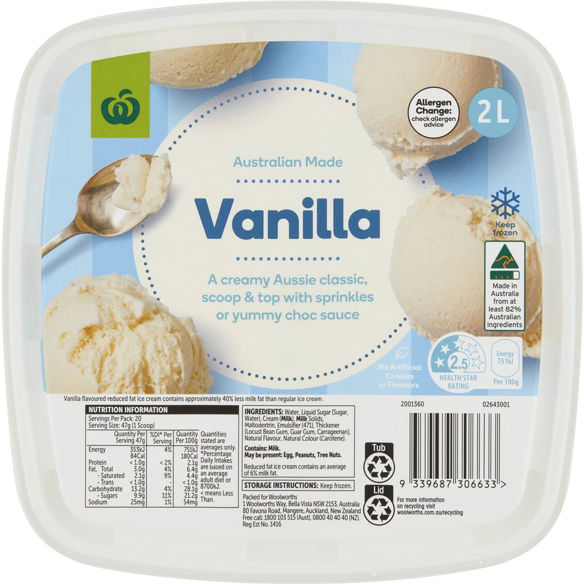 Woolworths Vanilla Ice Cream 2l | Woolworths