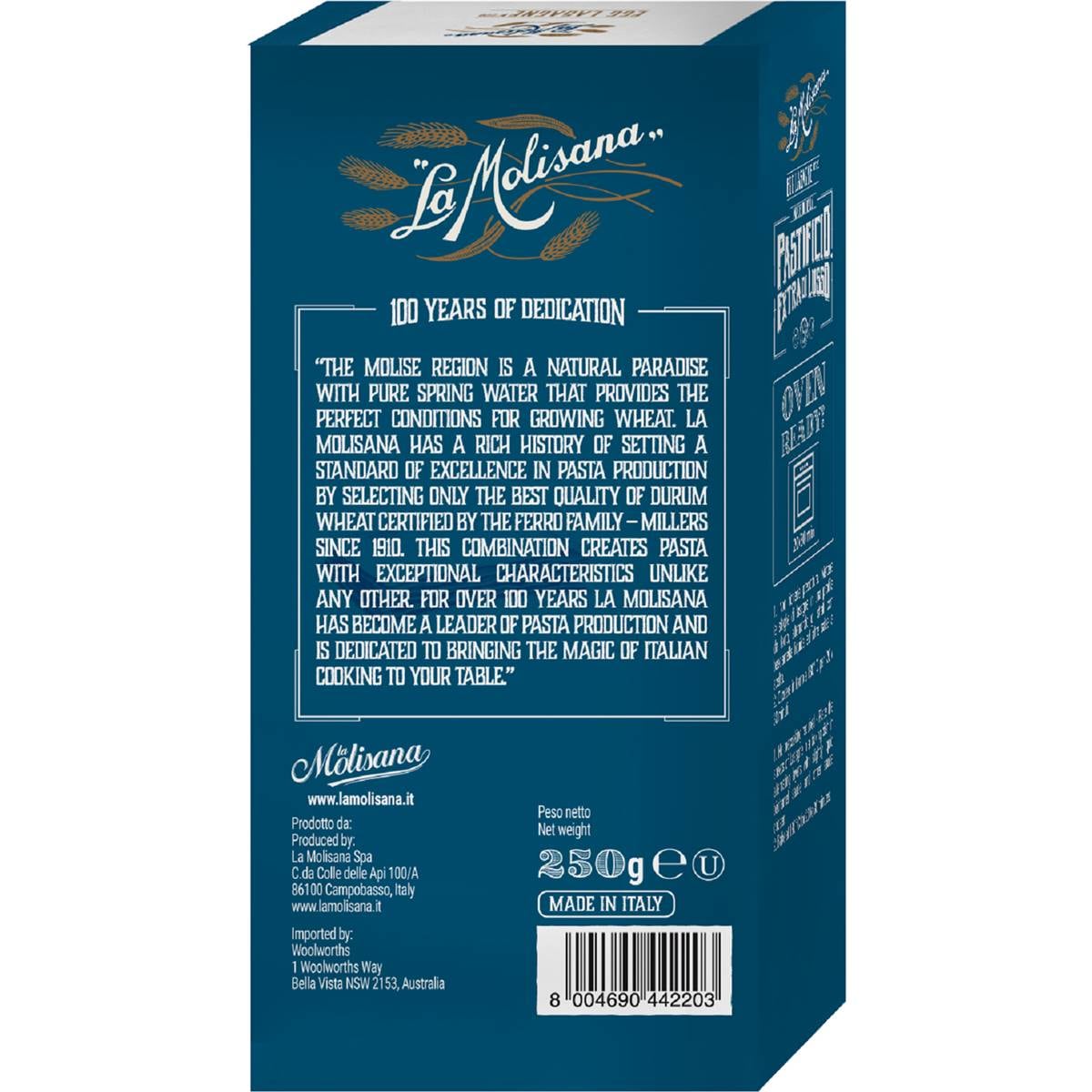La Molisana Pastifico Extra Di Lusso Egg Lasagne 250g | Woolworths