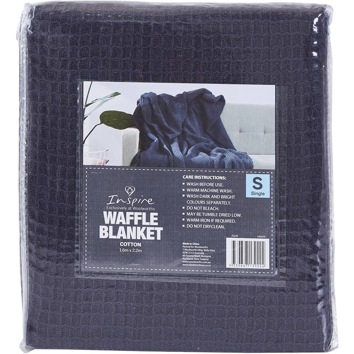 Inspire Cotton Waffle Blanket Single Size Each | Woolworths