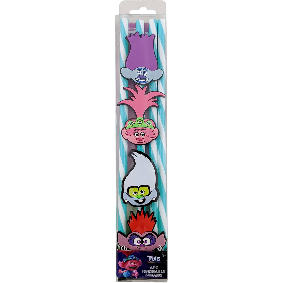 Trolls World Tour Reusable Straws 4 Pack | Woolworths