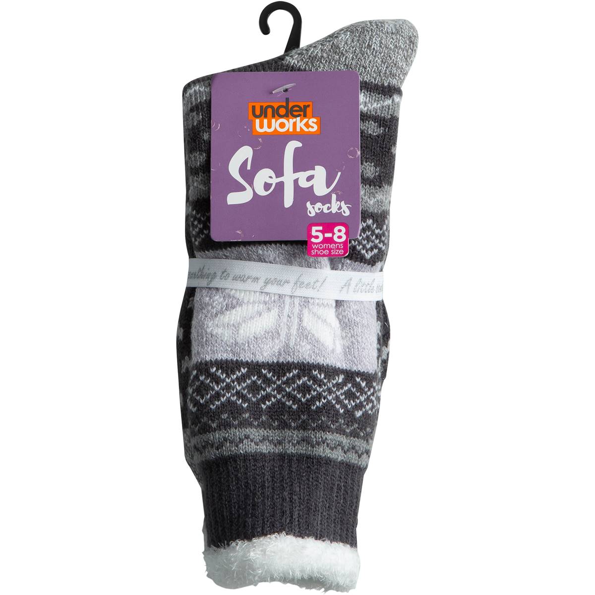 Underworks Ladies Double Layer Sofa Crew Socks Grey Each | Woolworths