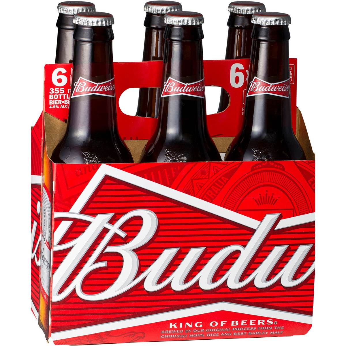 Budweiser Lager Bottles 355ml X 6 Pack | Woolworths