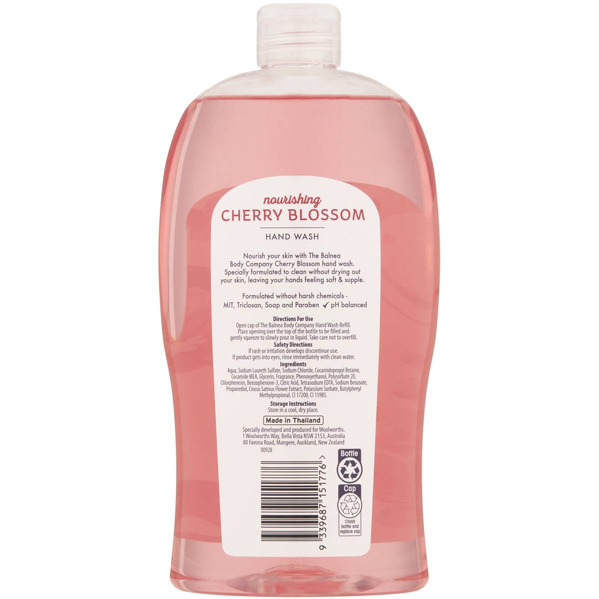 Balnea Nourishing Cherry Blossom Hand Wash Refill 1l | Woolworths