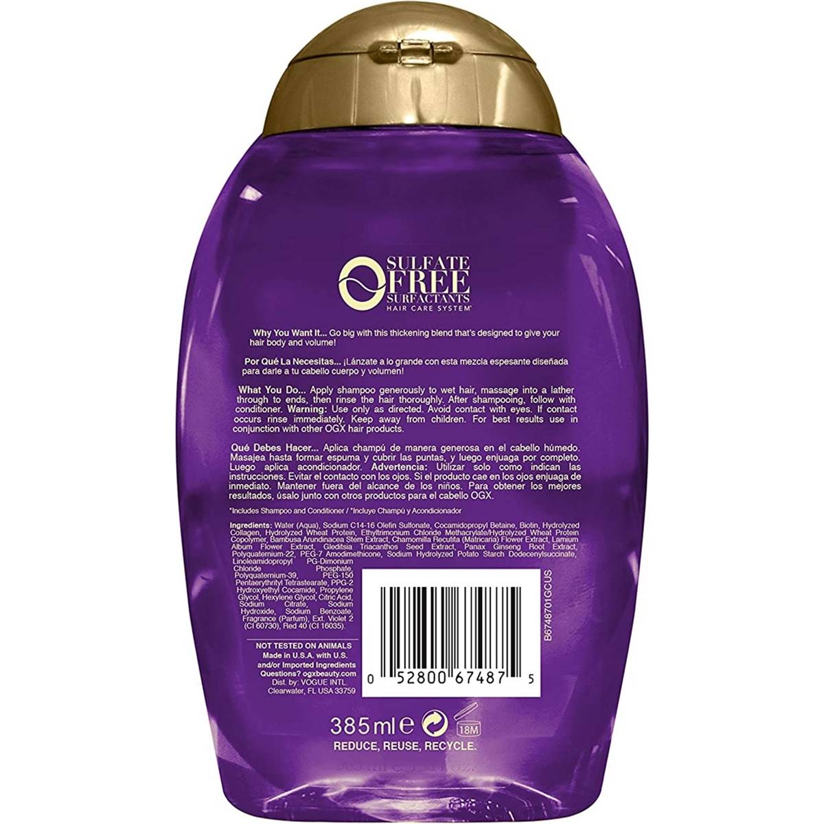 Ogx Biotin & Collagen Extra Strength Shampoo For Fine Hair 385ml ...