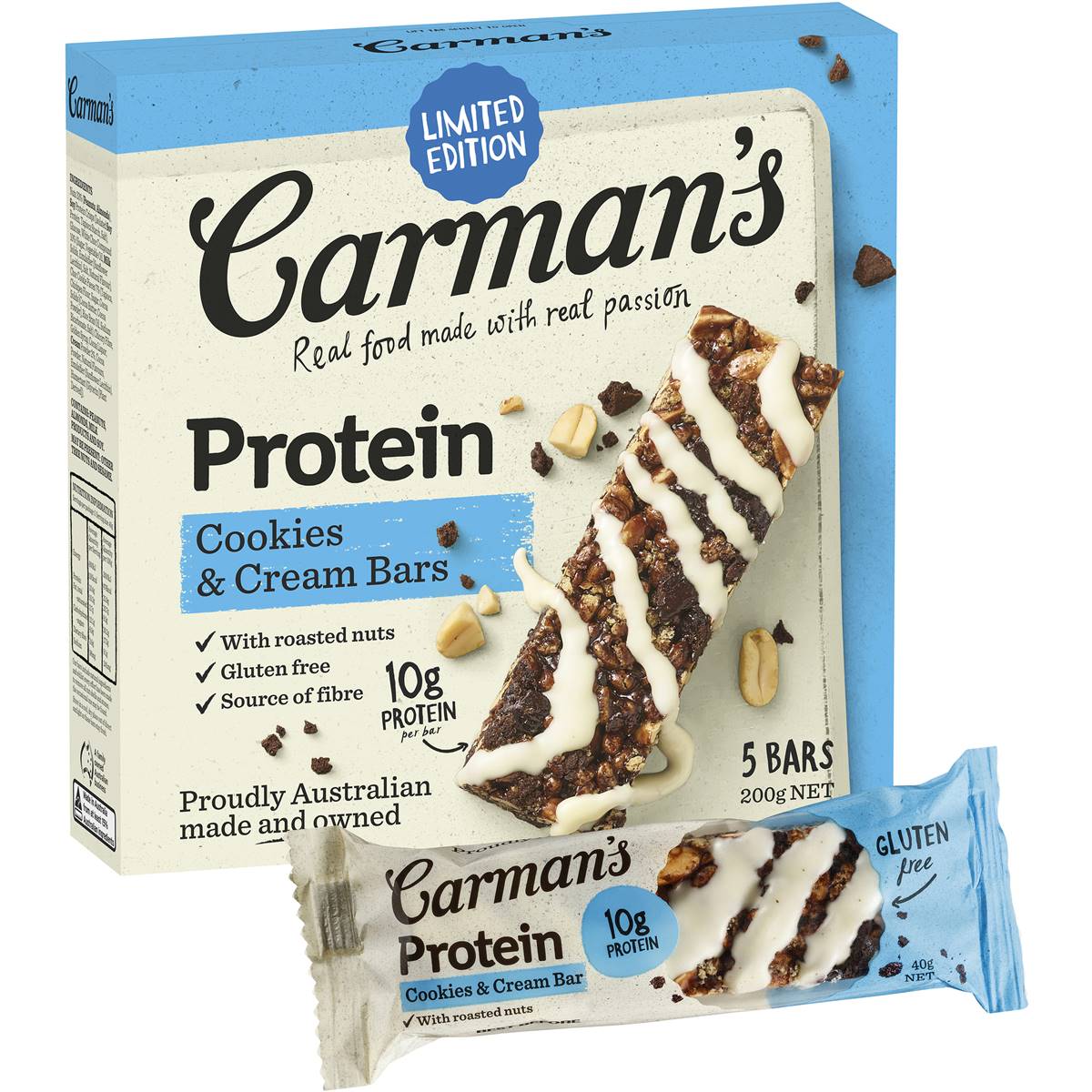 Carman's Protein Bars Cookies & Cream Limited Edition 5 Pack | Woolworths