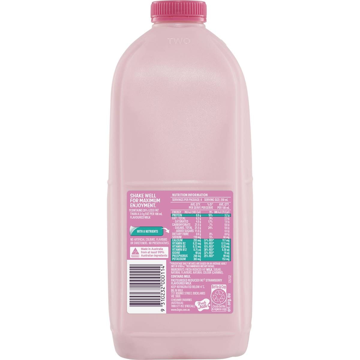 Big M Milk Strawberry 2l | Woolworths