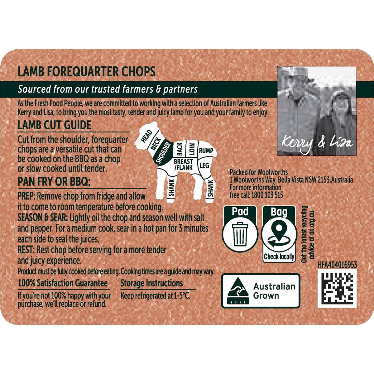 Woolworths Lamb Forequarter Chops 800g - 1.6kg | Woolworths