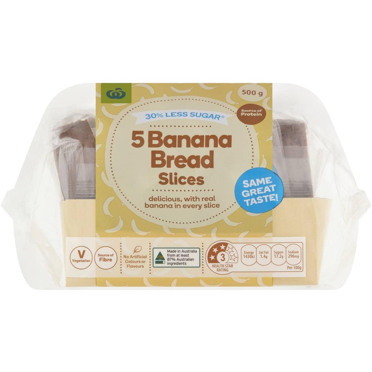 Woolworths Banana Bread Slices 30% Less Sugar 5 Pack | Woolworths