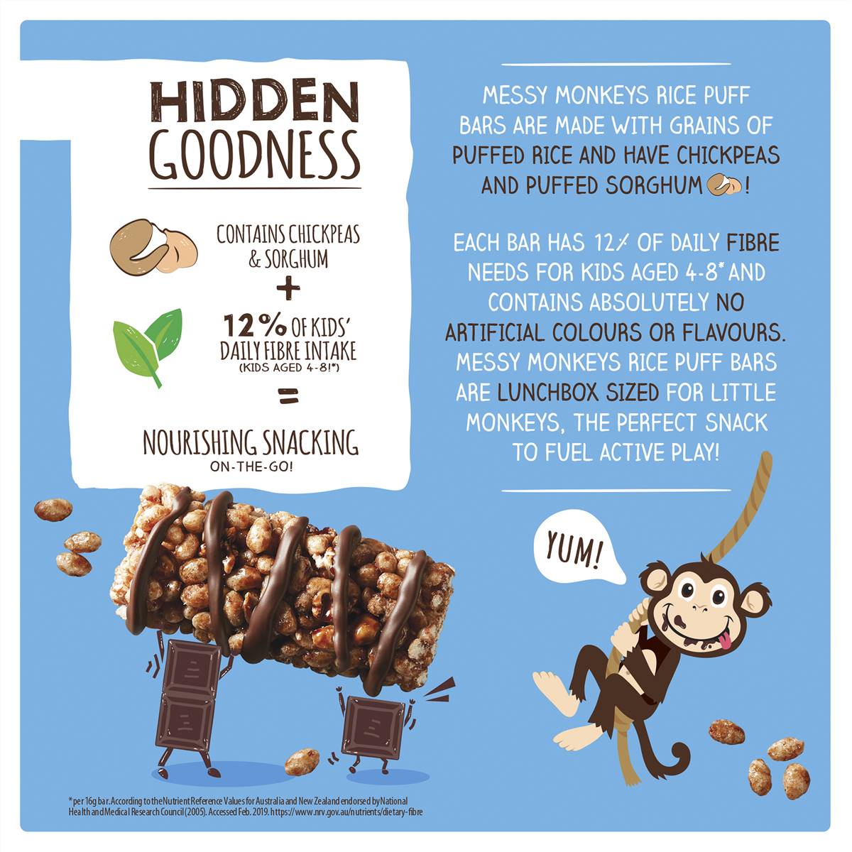 Messy Monkeys Chocolate Rice Puff Bars 6 Pack | Woolworths