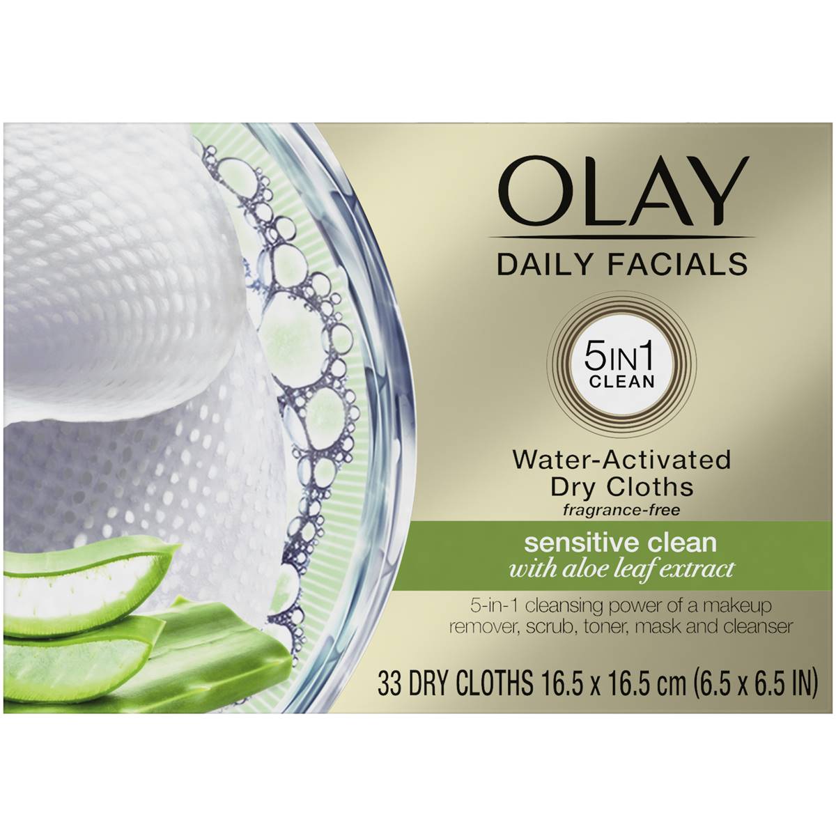 Olay Daily Facial Wipes Sensitive Water-activated Dry Cloths 33 Cloths ...