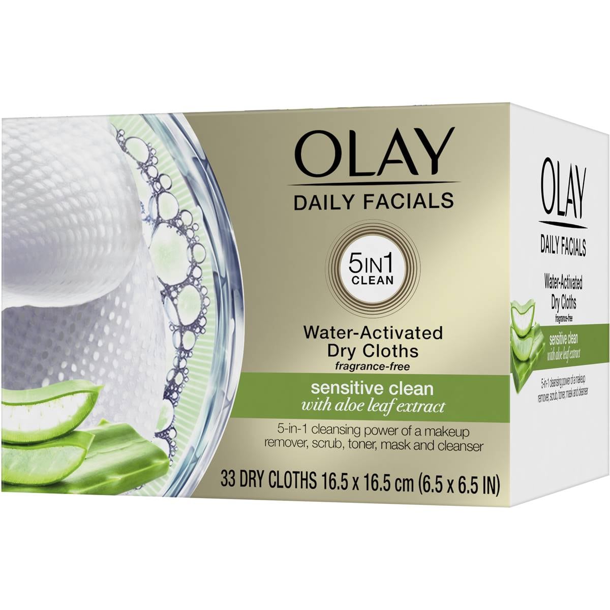Olay Daily Facial Wipes Sensitive Water-activated Dry Cloths 33 Cloths ...