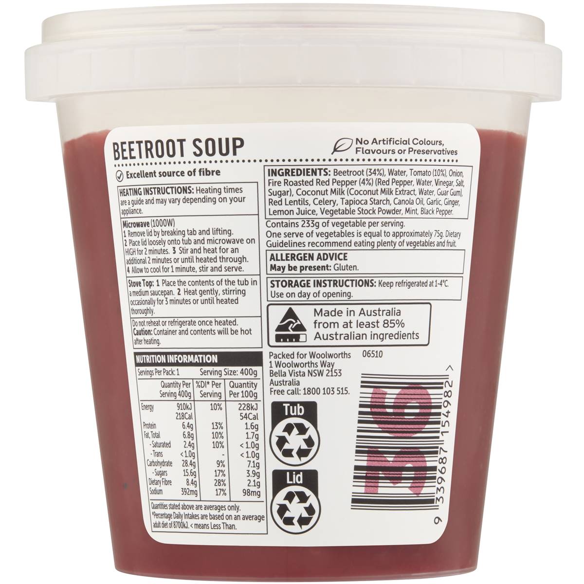Woolworths Rich Beetroot Soup With Tomato & Red Pepper 400g | Woolworths