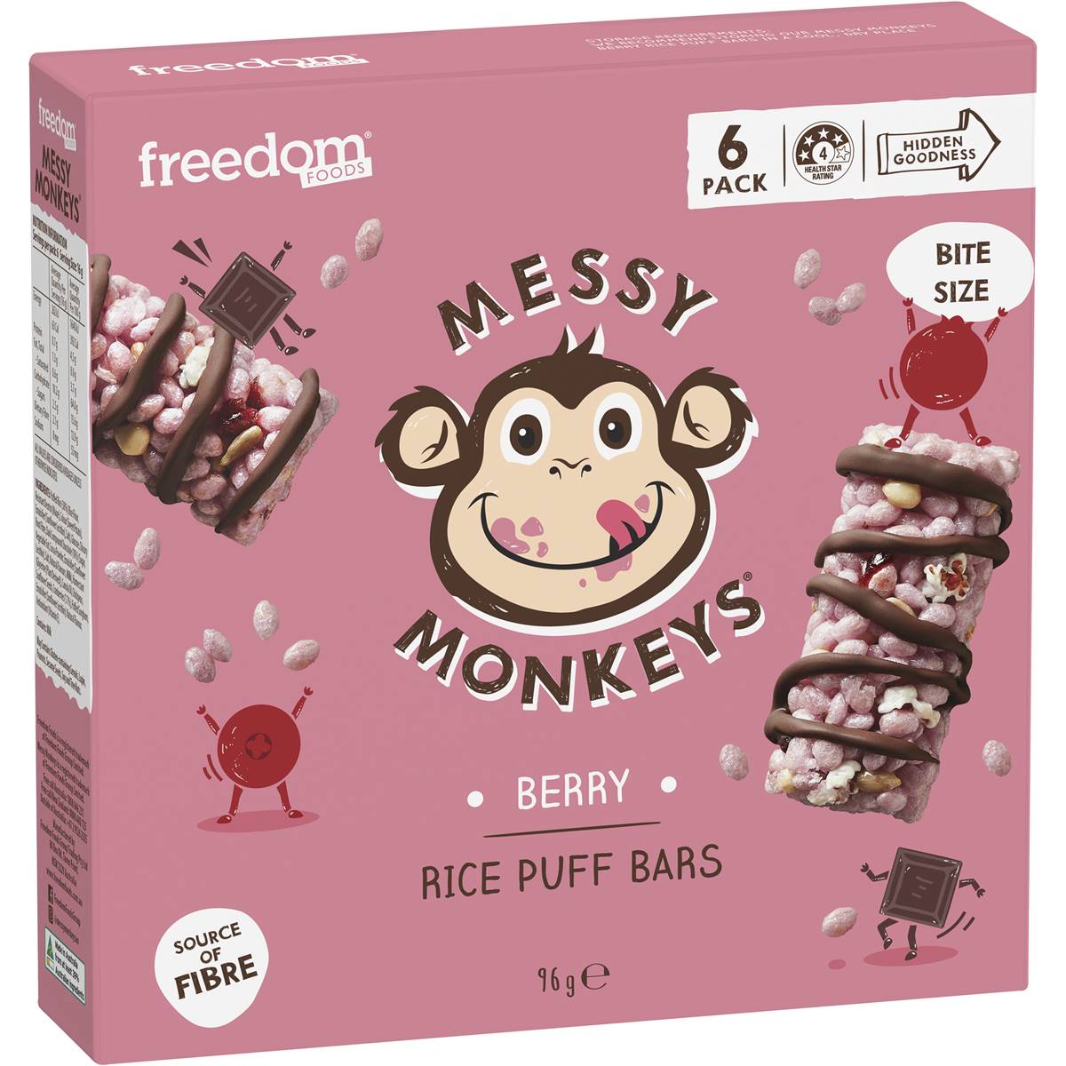 Messy Monkeys Berry Rice Puff Bars 6 Pack | Woolworths