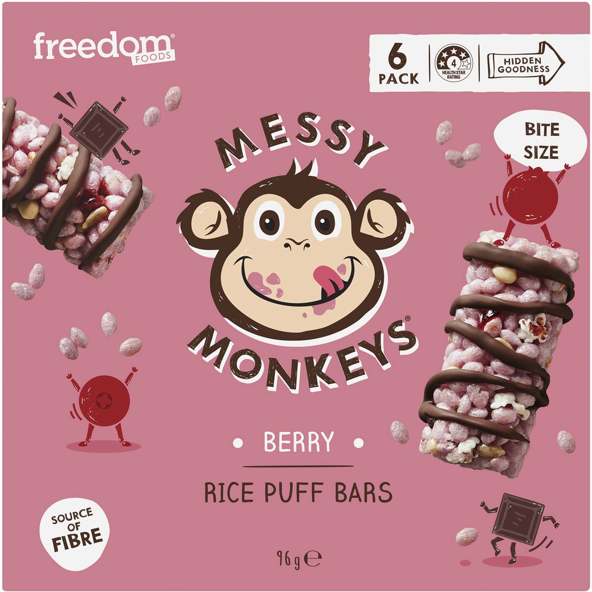 Messy Monkeys Berry Rice Puff Bars 6 Pack | Woolworths