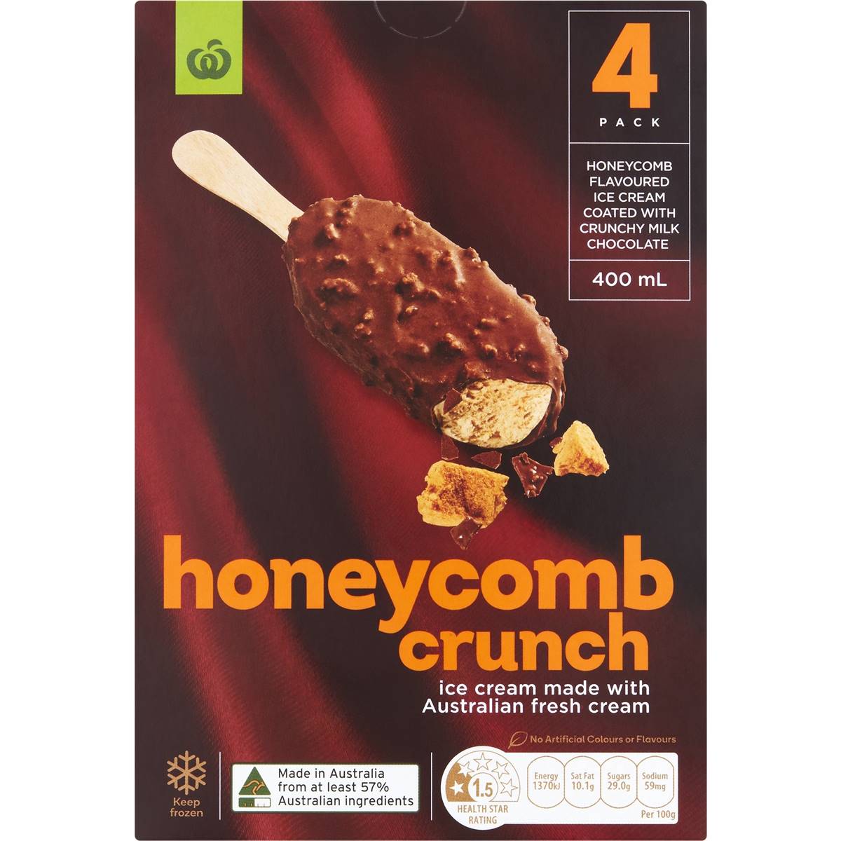 Woolworths Honeycomb Crunch Ice Cream 4 Pack | Woolworths