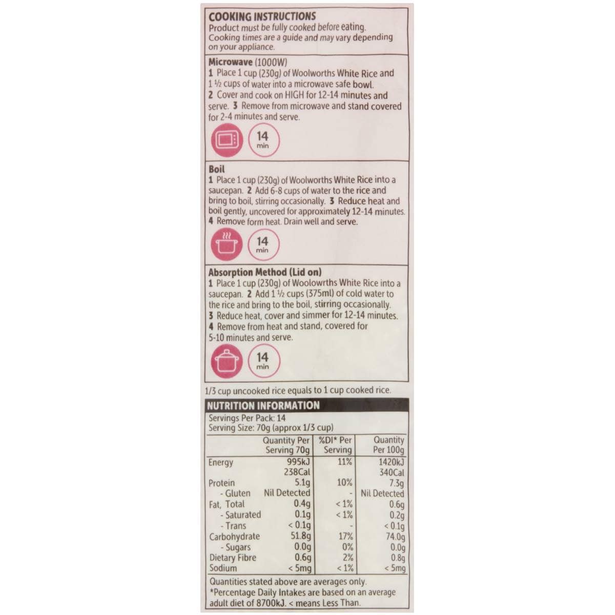 Woolworths White Medium Grain Rice 1kg | Woolworths