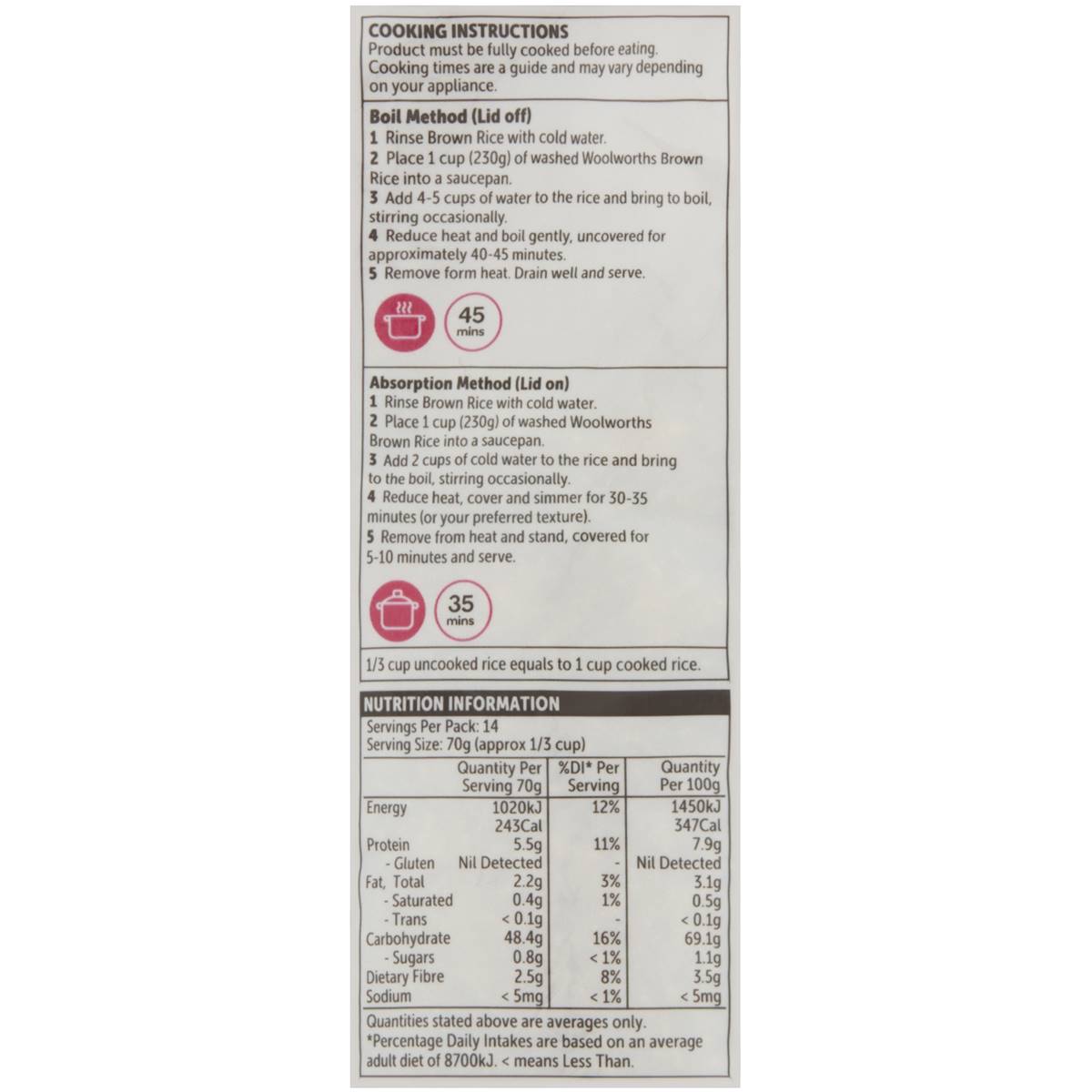 Woolworths Brown Medium Grain Rice 1kg | Woolworths