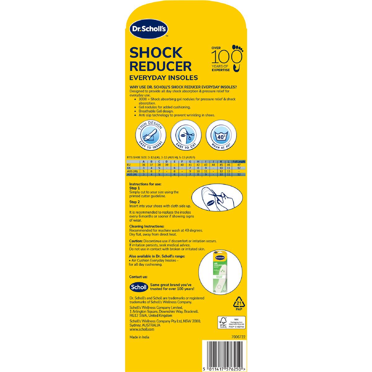 Scholl Shock Reducer Shoe Base Insoles Each | Woolworths