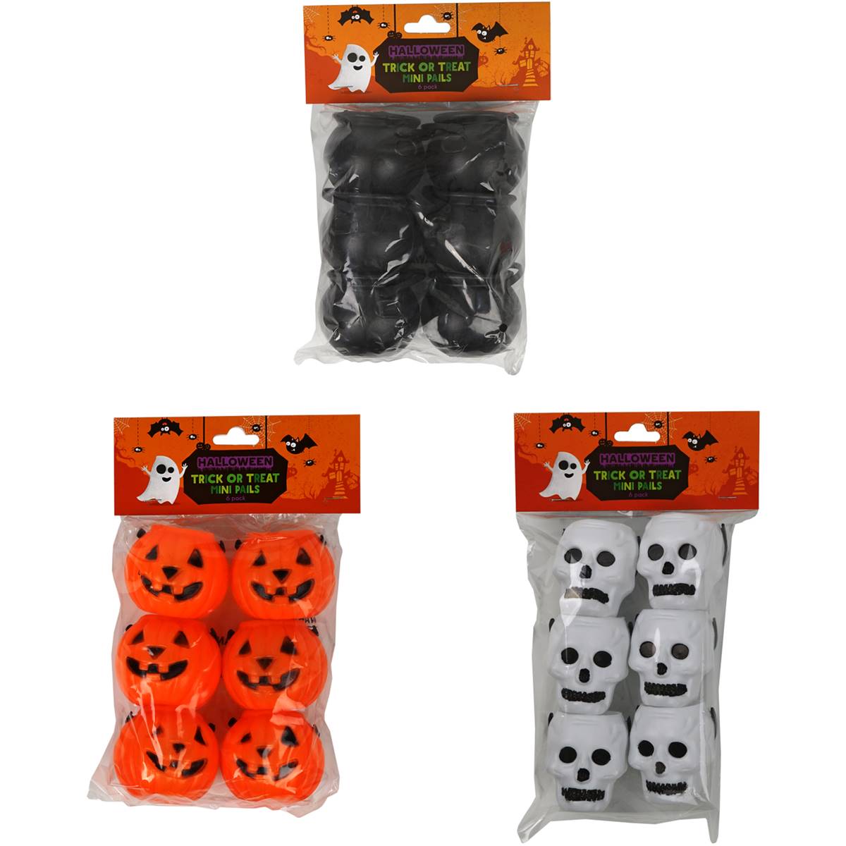 Halloween Trick Or Treat Mini Pails Assorted 6 Pack | Woolworths