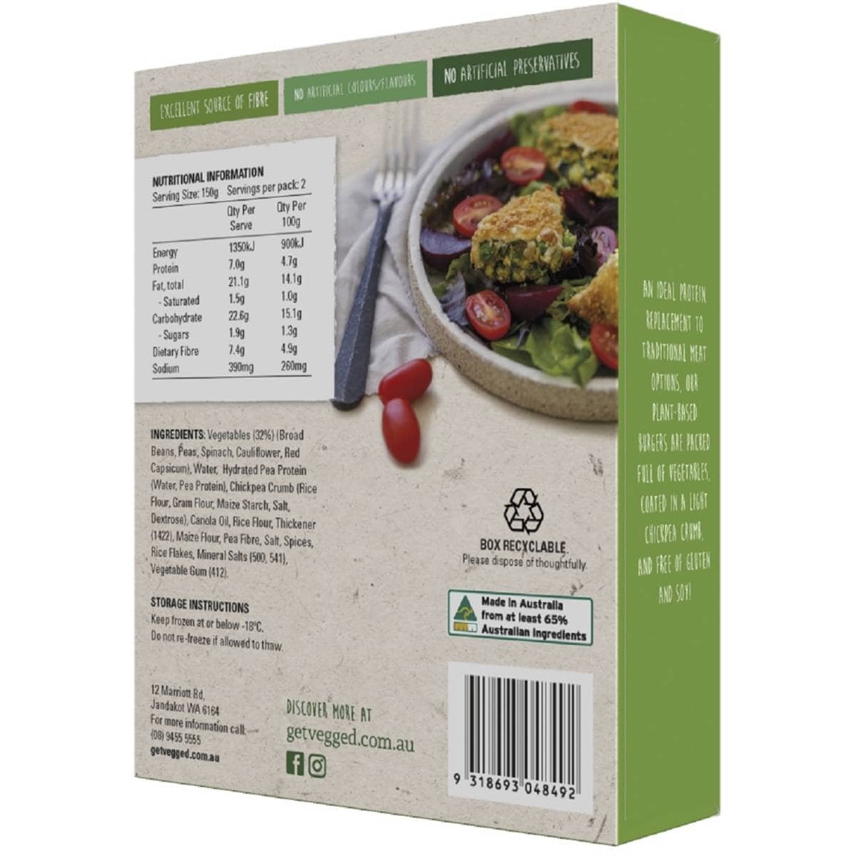 Get Vegged Vegan Vegetable Burger 300g | Woolworths