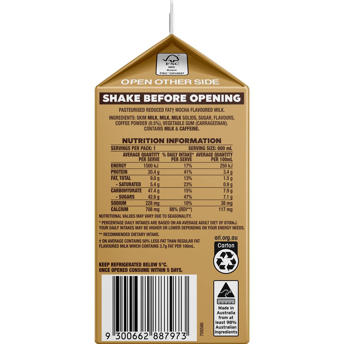 Brownes Chill Original Mocha 600ml | Woolworths