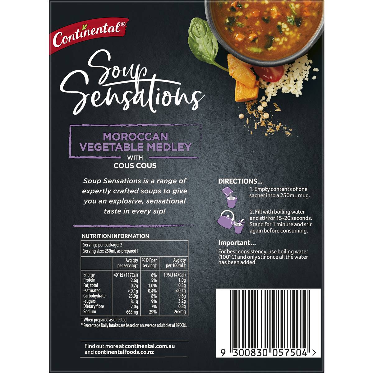 Continental Soup Sensations Moroccan Vegetable Medley Serves 2 68g ...