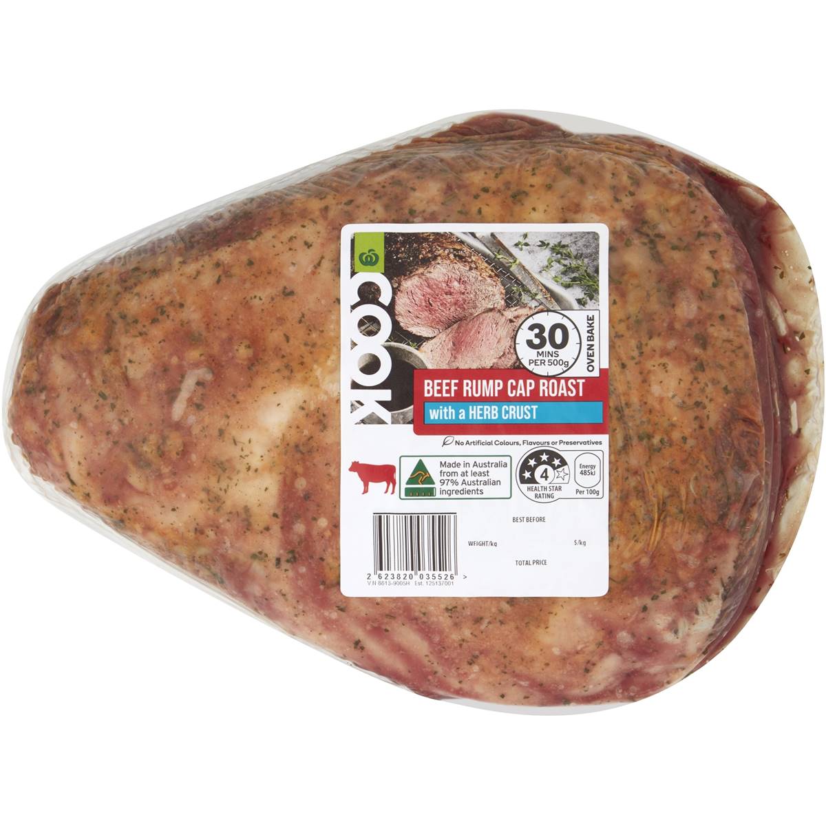 Woolworths Cook Beef Rump Cap Roast With Herb Crust 500g - 1.25kg ...