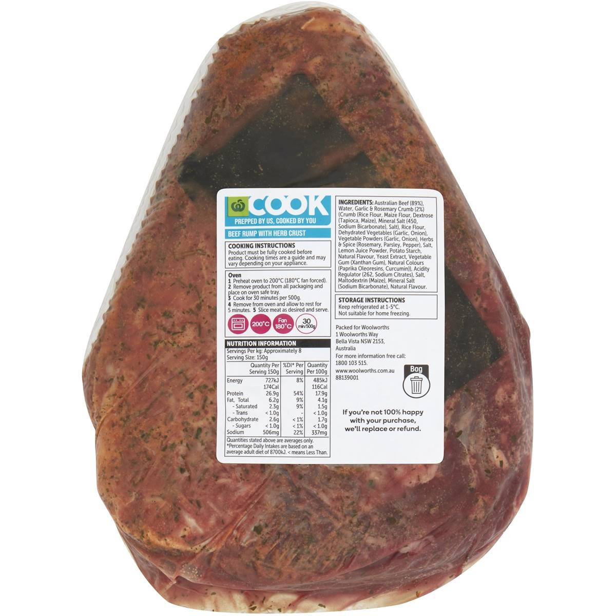 Woolworths Cook Beef Rump Cap Roast With Herb Crust 500g - 1.25kg ...