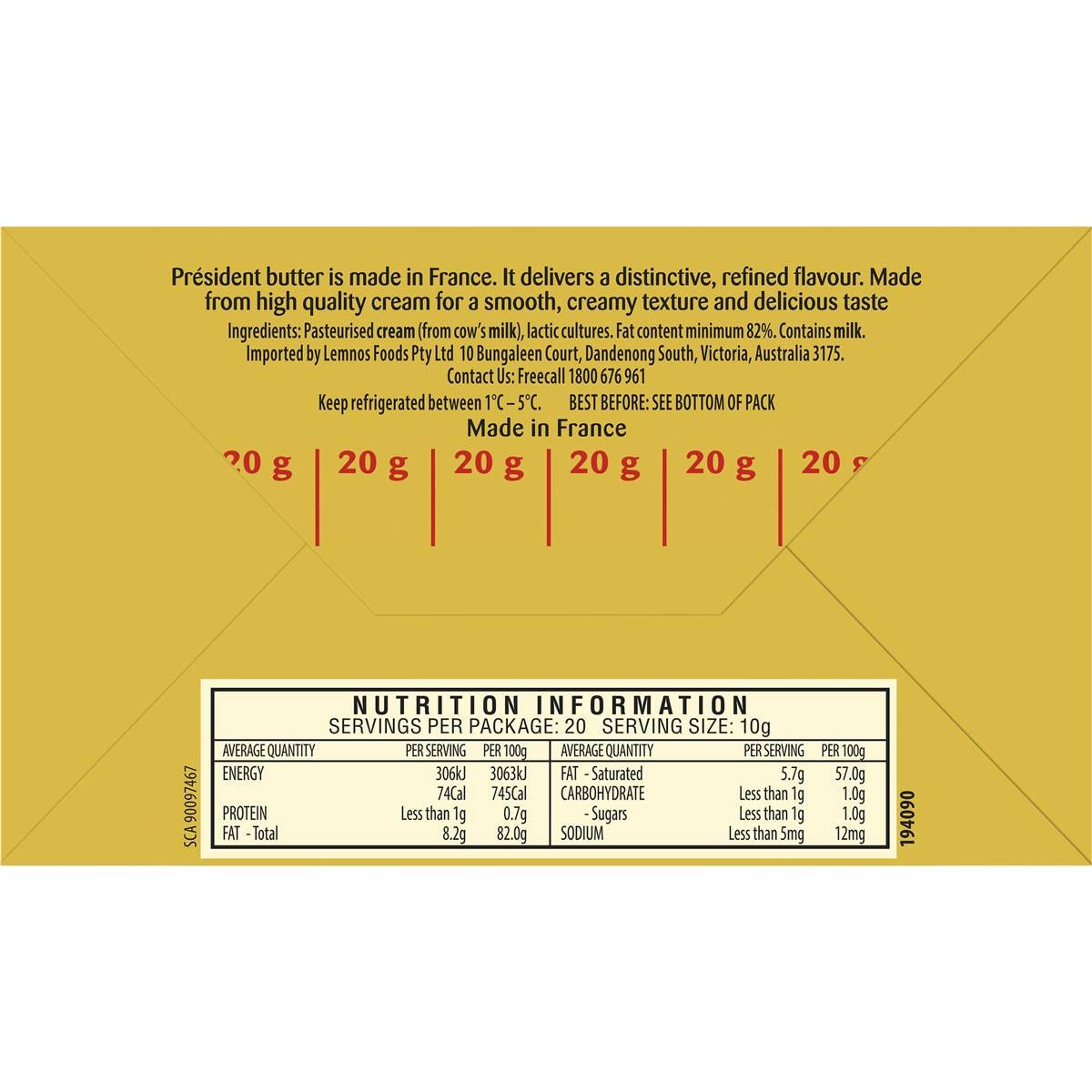 President Butter Unsalted 200g | Woolworths