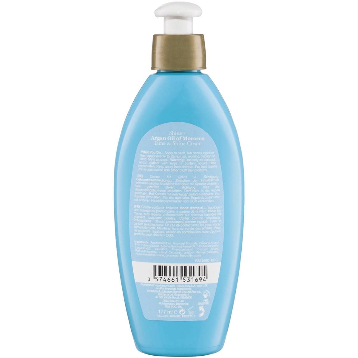 Ogx Argan Oil Tame & Shine Cream For Frizzy Hair 177ml | Woolworths