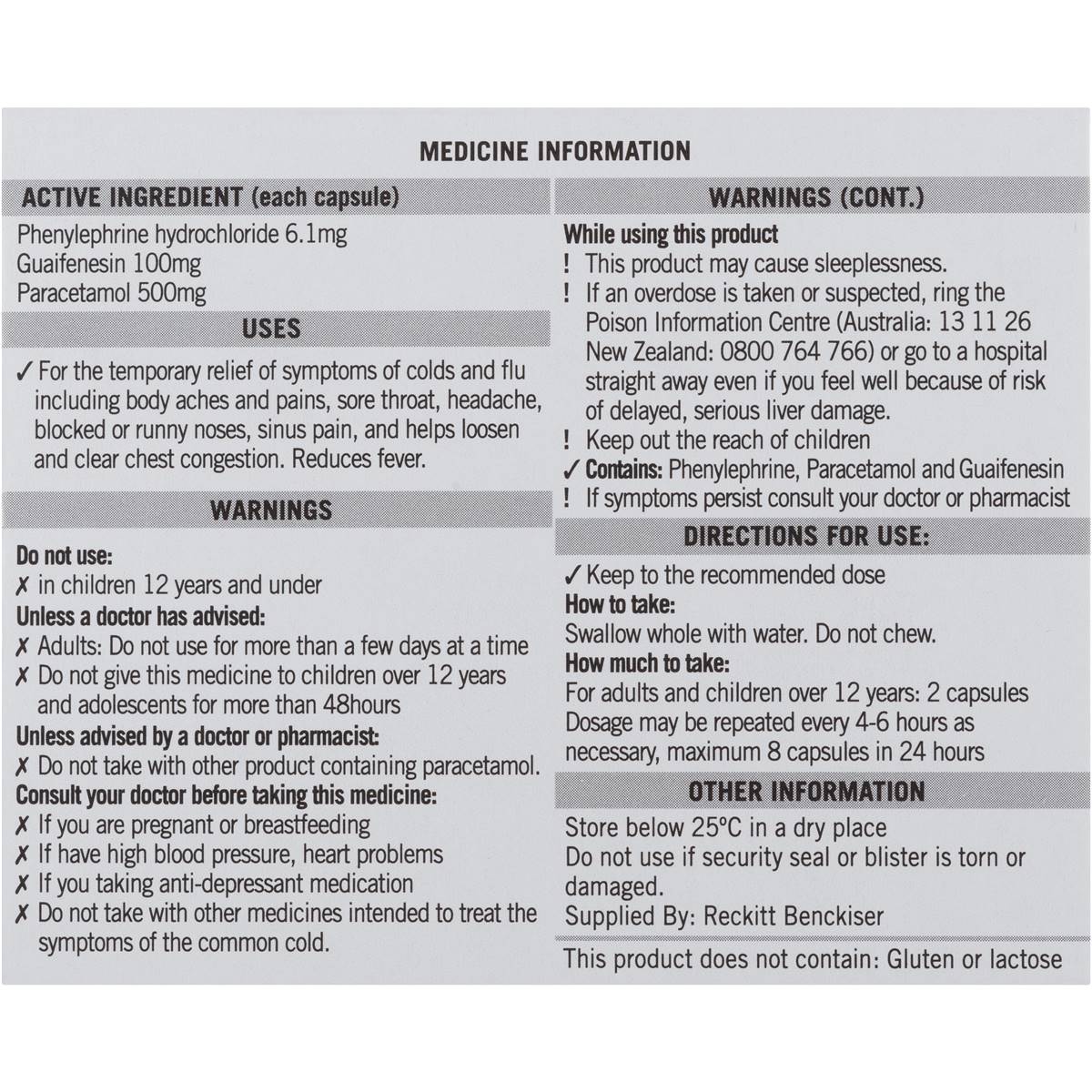 Lemsip All In 1 Cold And Flu Relief Lemon Capsules 16 Pack | Woolworths