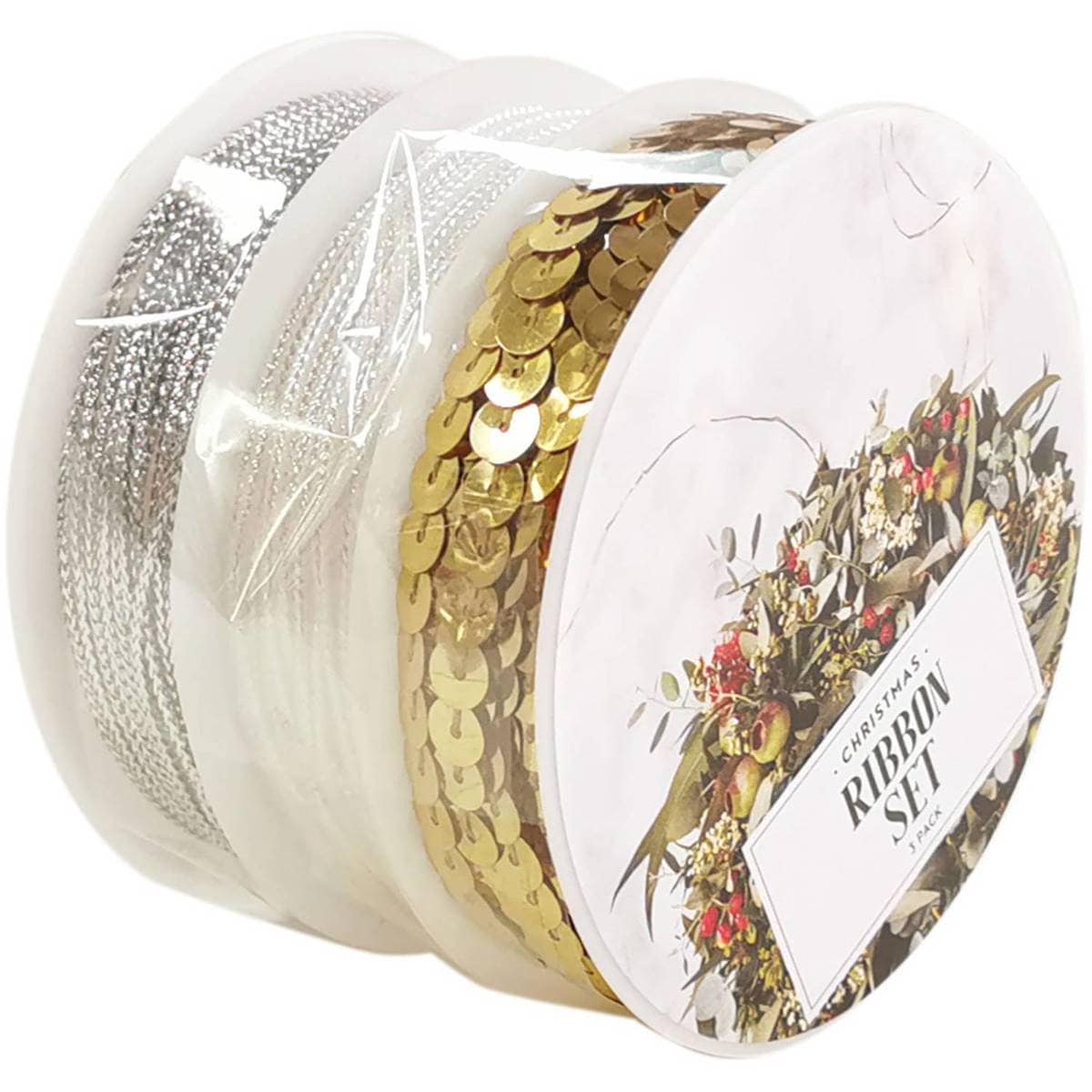 Christmas Ribbon Set Assorted 3 Pack | Woolworths