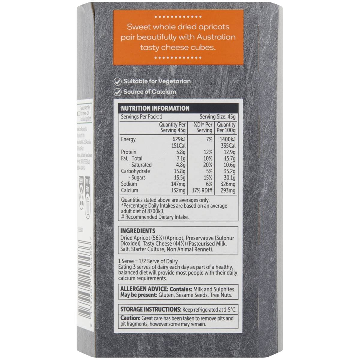 Woolworths Tasty Cheese Cubes & Whole Dried Apricots 45g | Woolworths