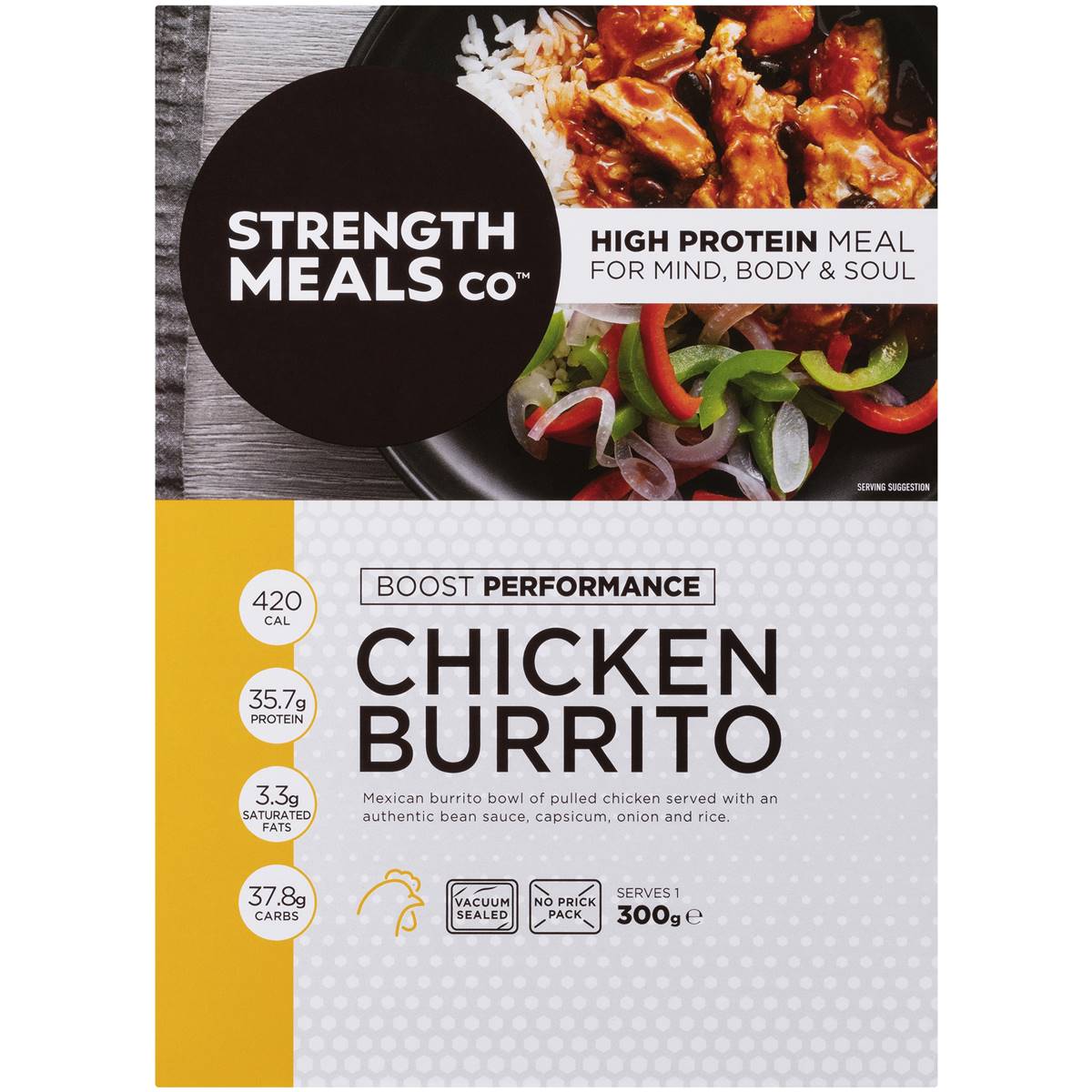 Strength Meals Co Power Chicken Burrito 300g | Woolworths