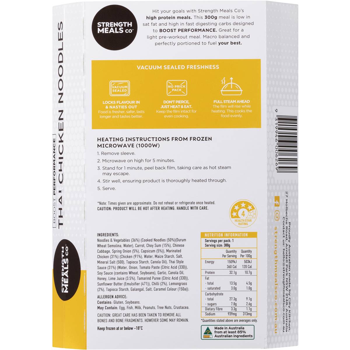 Strength Meals Co Activate Thai Chicken Noodles 300g | Woolworths