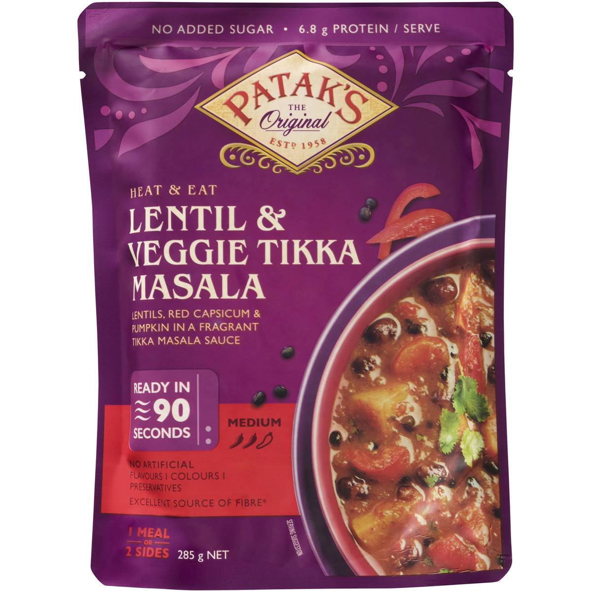 Patak's Lentil & Veggie Tikka Masala Heat & Eat Pouch 285g | Woolworths Patak's Lentil & Veggie Tikka Masala Heat & Eat Pouch 285g | Woolworths