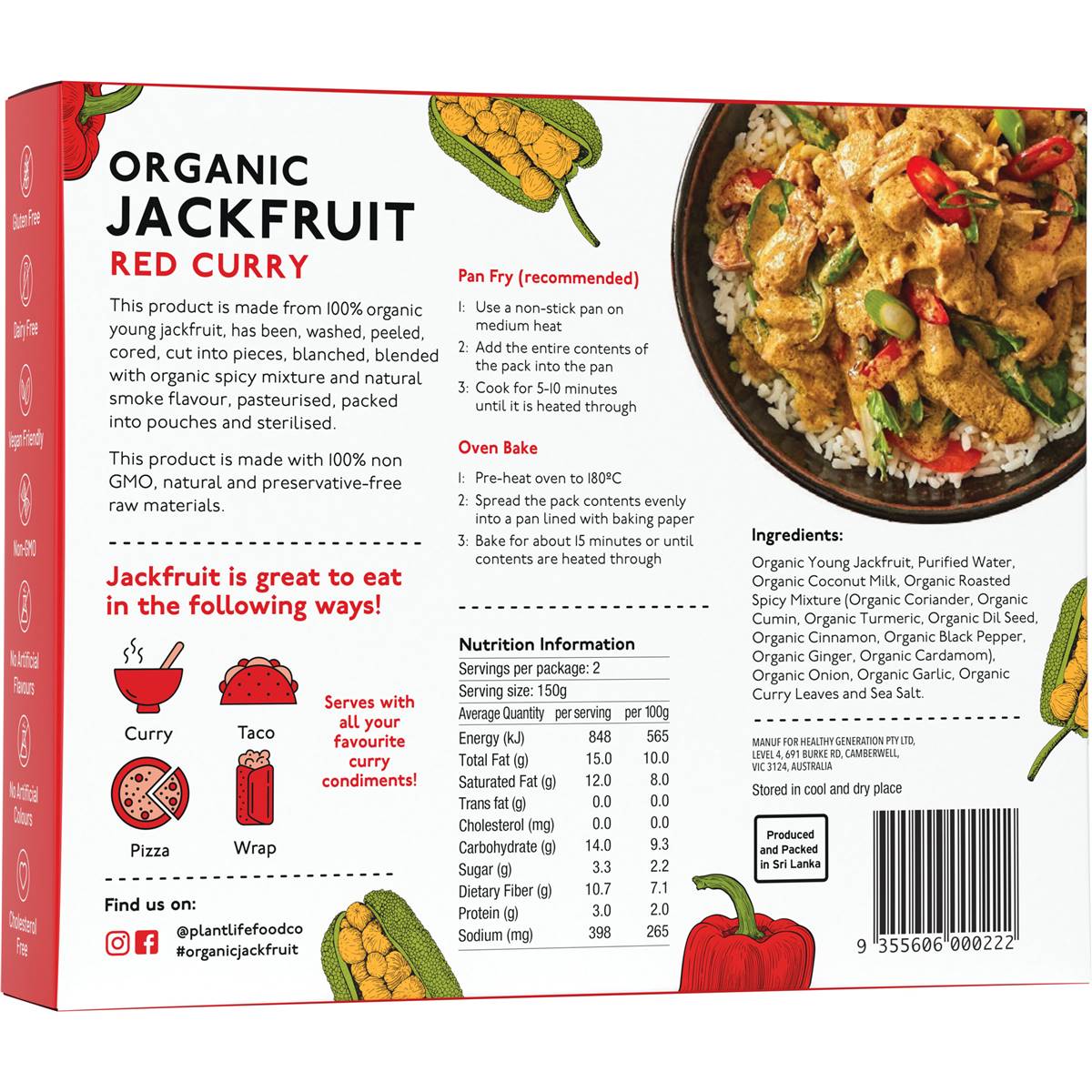 Plant Life Food Co. Organic Jackfruit Red Curry 300g | Woolworths
