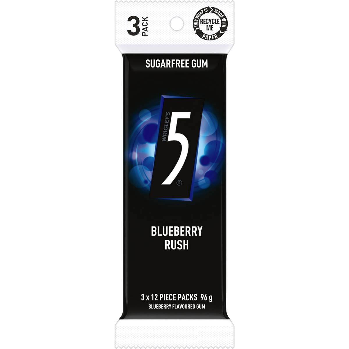 5gum Blueberry Sugar Free Gum 3pk 96g | Woolworths