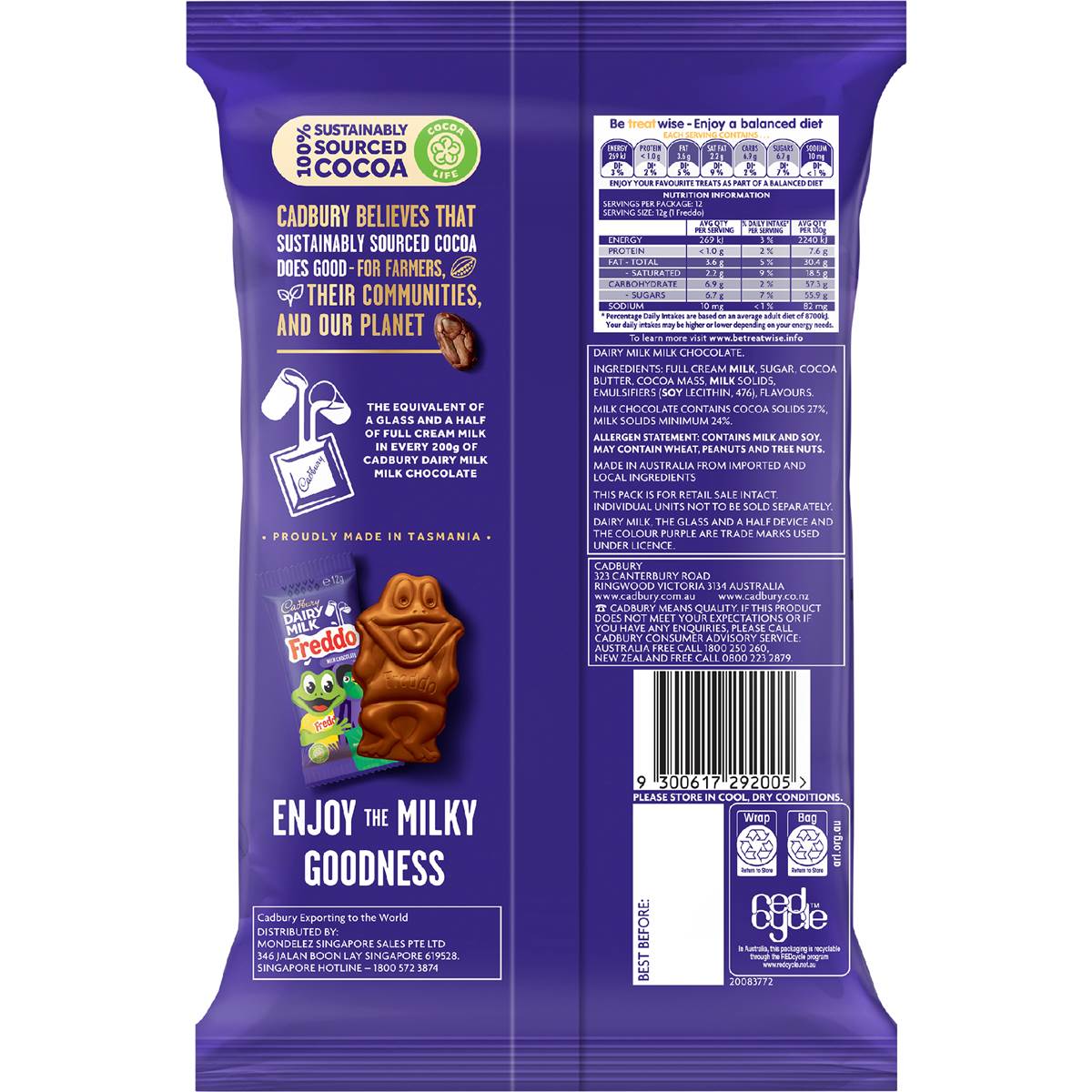 Cadbury Dairy Milk Chocolate Freddo Share Pack 12 Mini Bars 144g ...