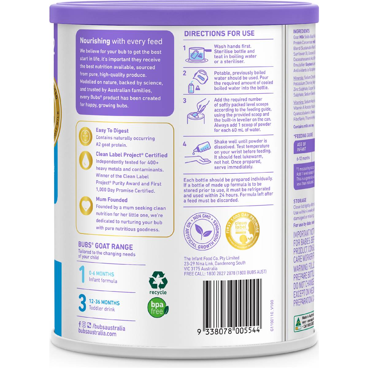 Bubs Organic Grass Fed Follow On Formula Stage 2 800g | Woolworths