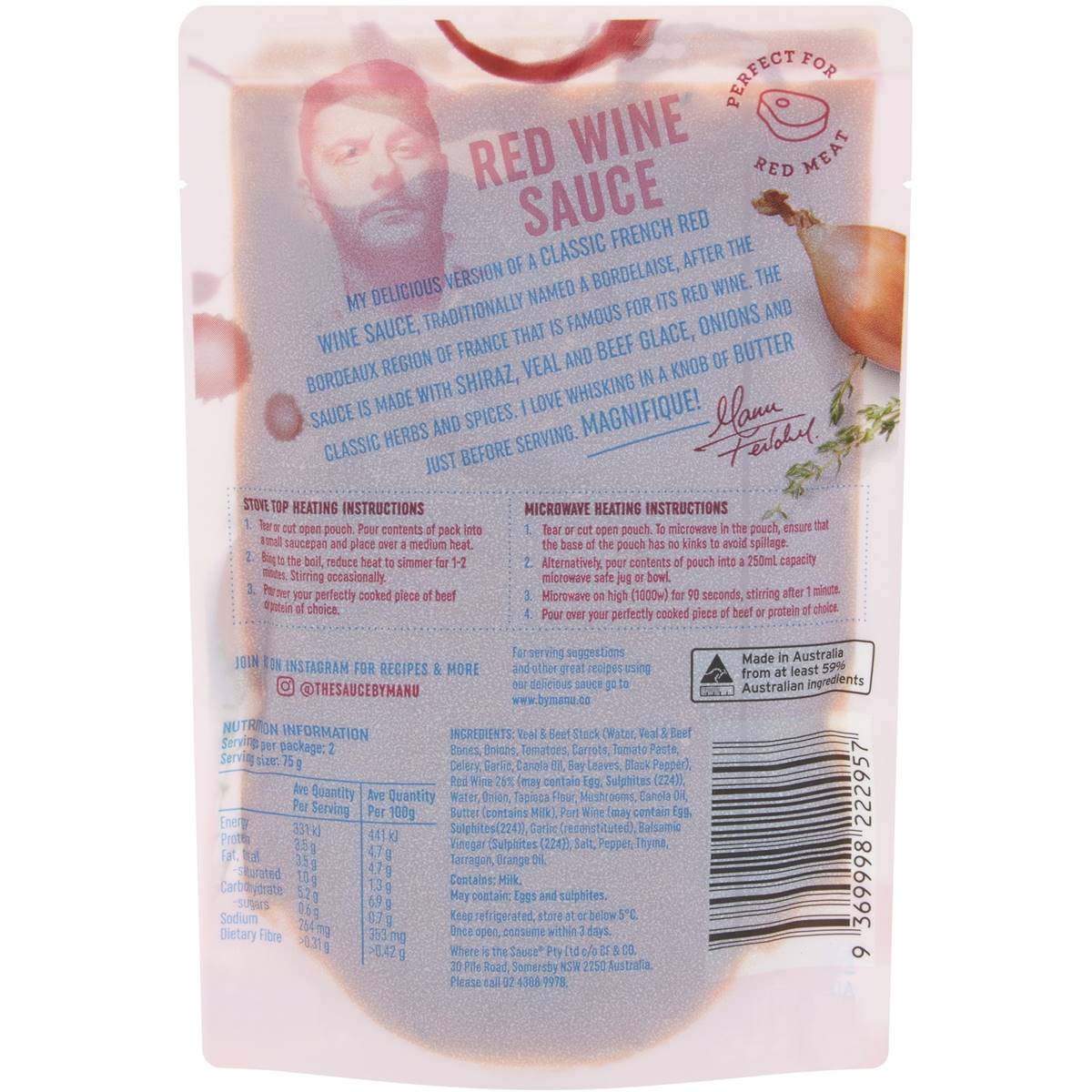 The Sauce By Manu Red Wine 150g | Woolworths