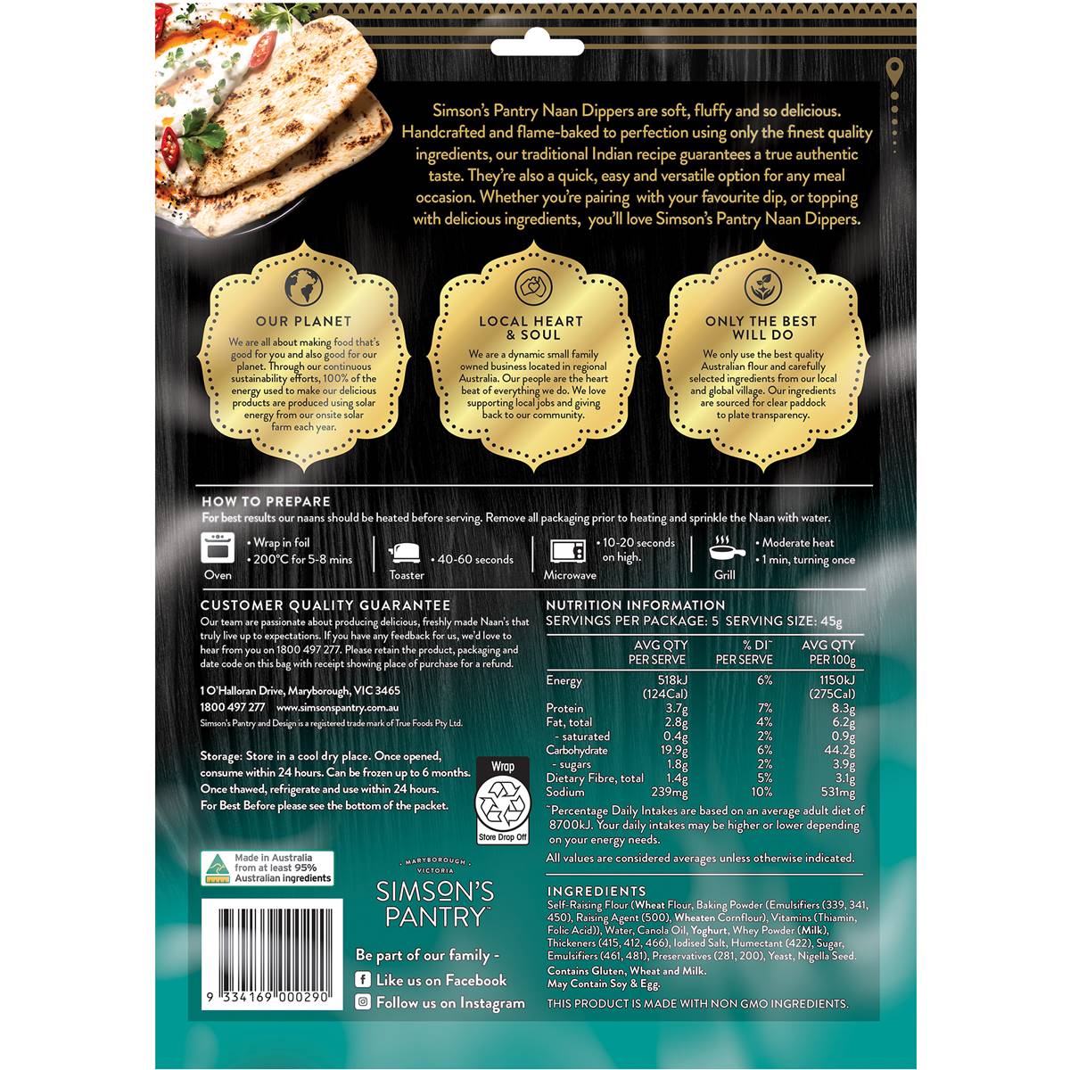 Simson's Pantry Authentic Naan Dippers 5 Pack | Woolworths