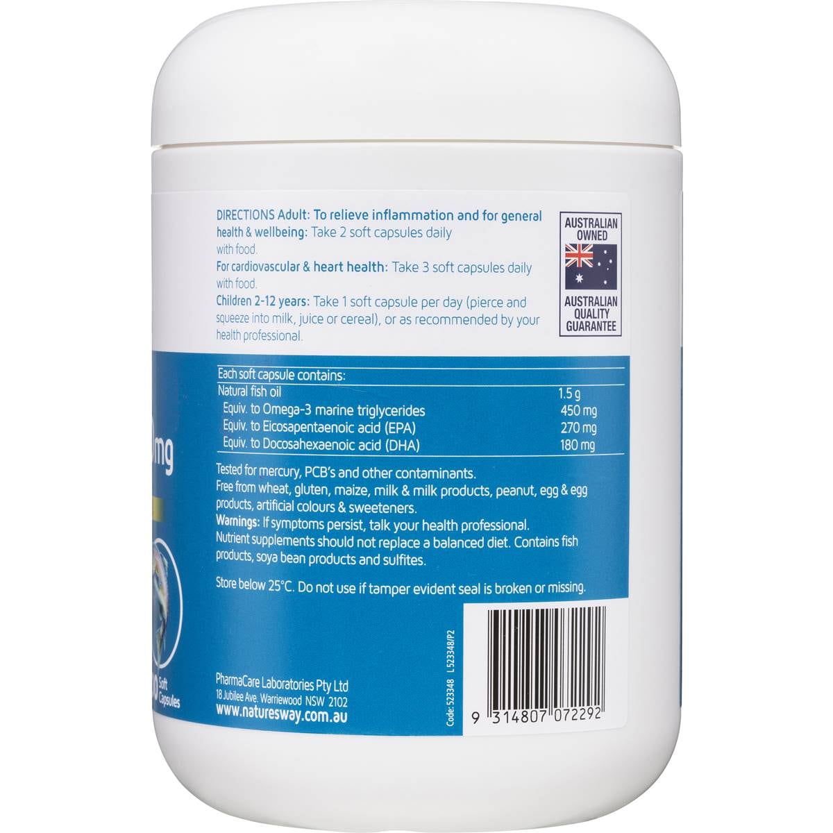 Nature's Way Odourless Fish Oil 1500mg 200 Pack | Woolworths