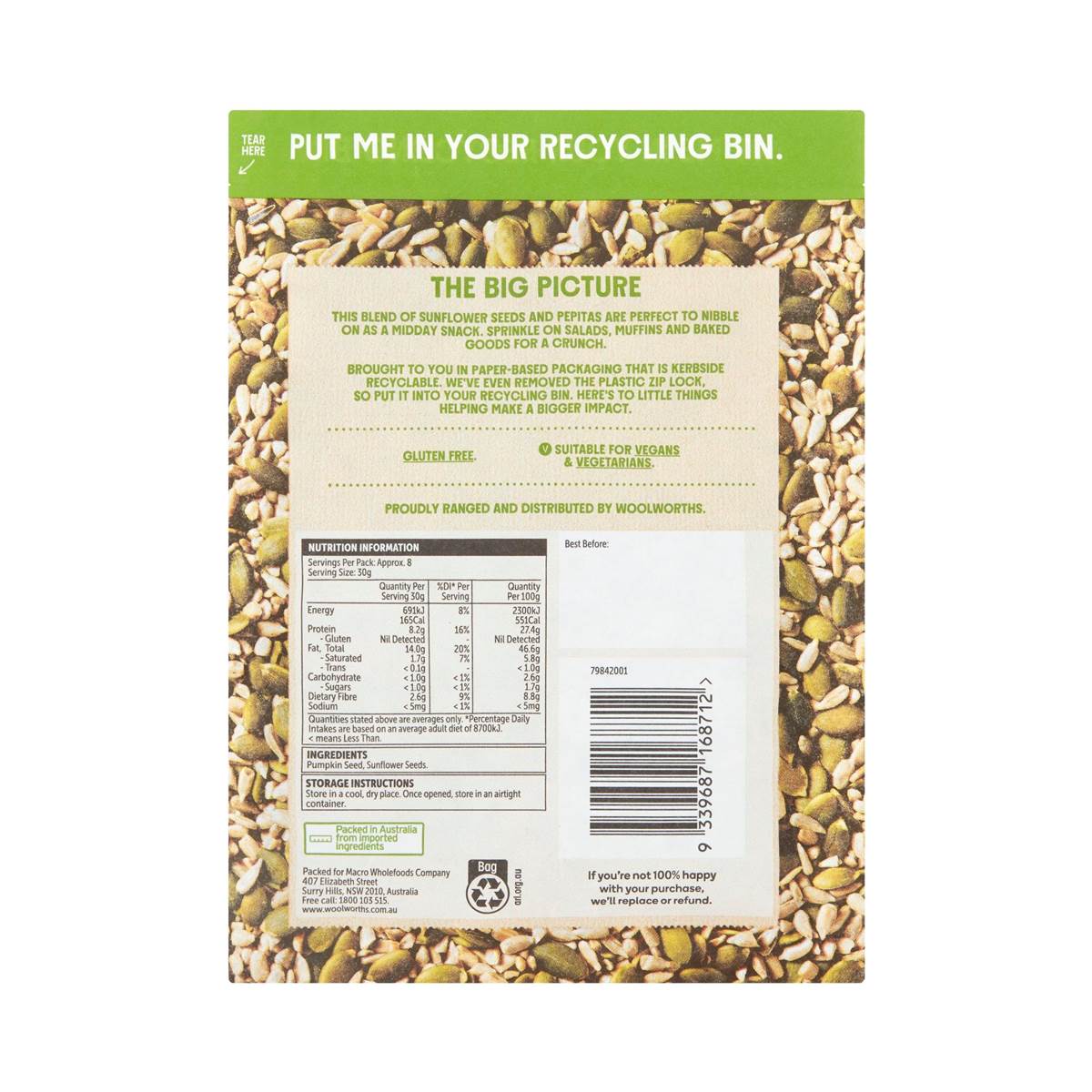 Macro Seed Mix With Pepitas & Sunflower Seeds 250g | Woolworths